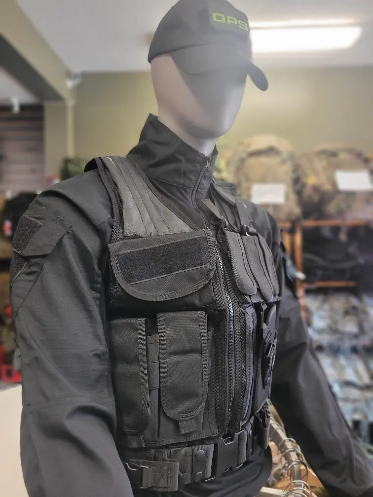 Cross Draw Tactical Vest Black - Army Issue
