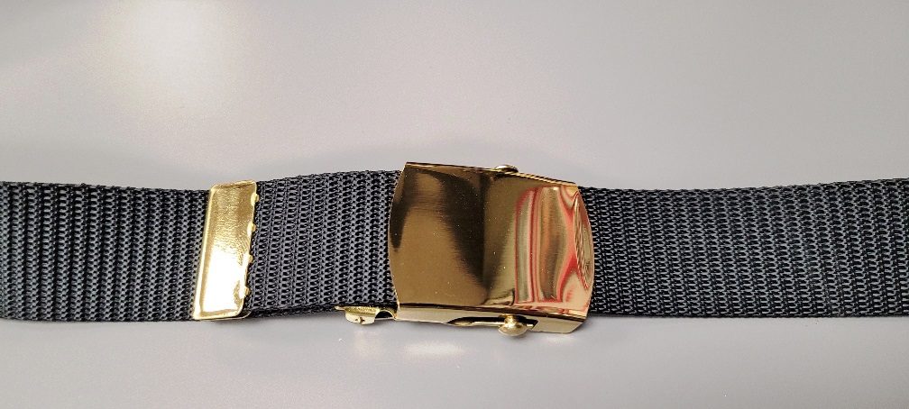 Brass Buckle Black Nylon Trouser belt - Army Issue
